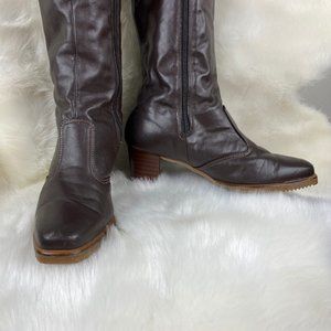 Vintage America | Shoes | Vintage 6s Cobbies Knee High Brown Leather ...